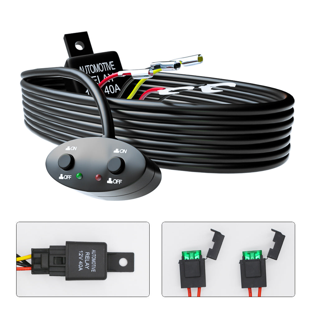 HIKARI 2021 New LED Light Bar Relay Wiring Harness Kit, 2 Leads 12V 40 ...